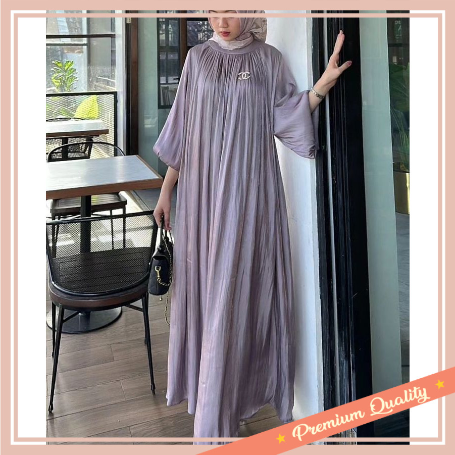 Jual KADO LEBARAN 2025 ISTRI MUSLIMAH / Ameena Dress Bahan Santorini ...