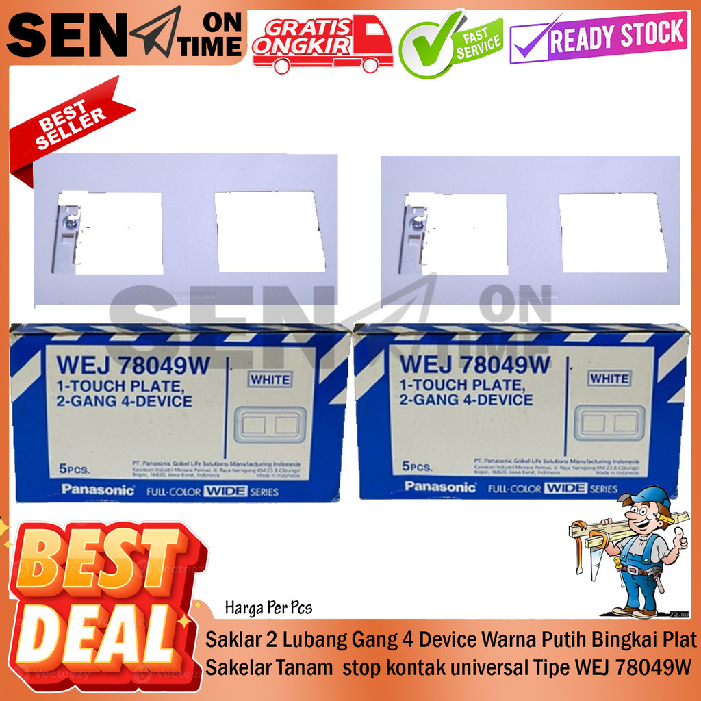 Jual Panasonic Frame Saklar 2 Lubang Gang 4 Device Putih Wej 78049 ...