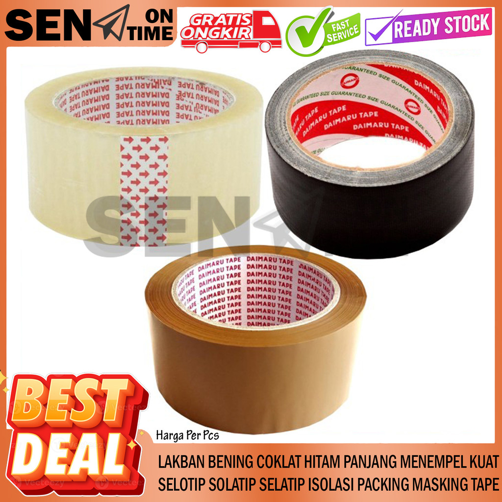 Jual Solasiban Lakban Bening Solatip Coklat Isolasi Selasiban Bodhitape Bodhi Tape Selotip Hitam ...