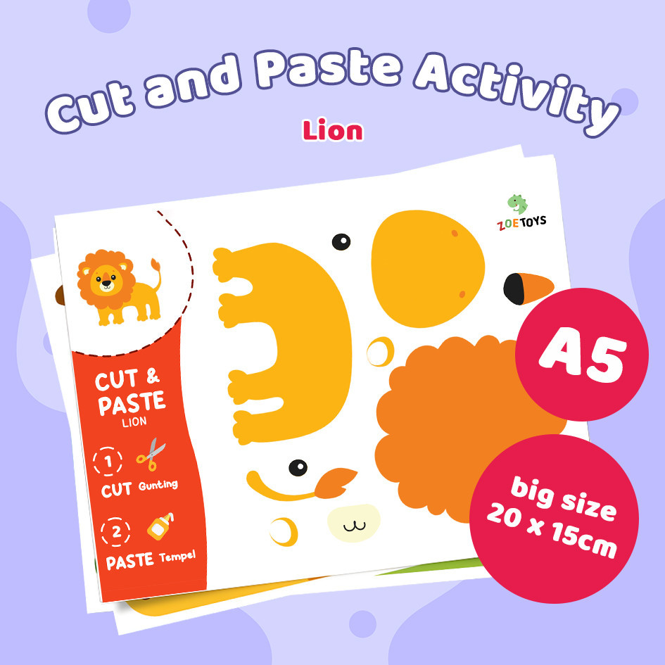 Jual Zoetoys Cut and Paste Activity 3 | Worksheet Anak PAUD TK Cut and ...