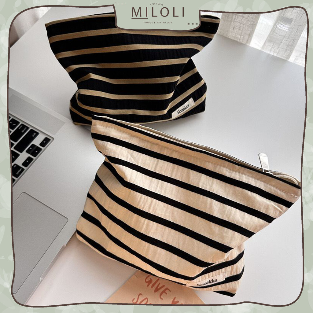 Jual [MILOLI] 1Pcs POUCH TRAVEL BAG STRIPED SOZAKKA Tas Kosmetik Travel ...