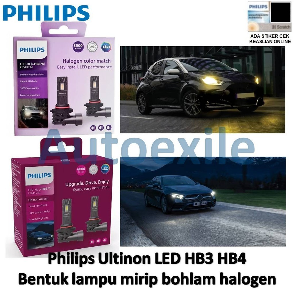 Jual Philips Ultinon LED HB3 HB4 Access 6000K Putih / Weather Vision 3500K Kuning Standard ...