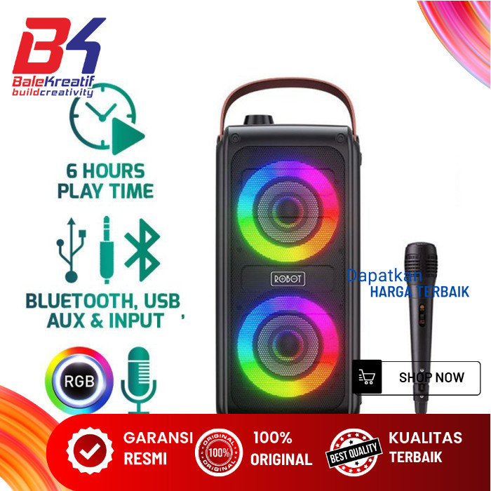 Jual Speaker ROBOT RB490 Bluetooth 5.0 RGB Black with Microphone ...