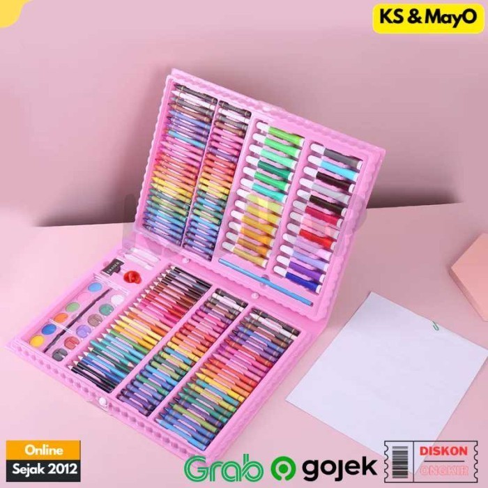 Jual 168 PCS Set Alat Menggambar & Mewarnai Untuk Anak (Spidol,Cat,dll ...