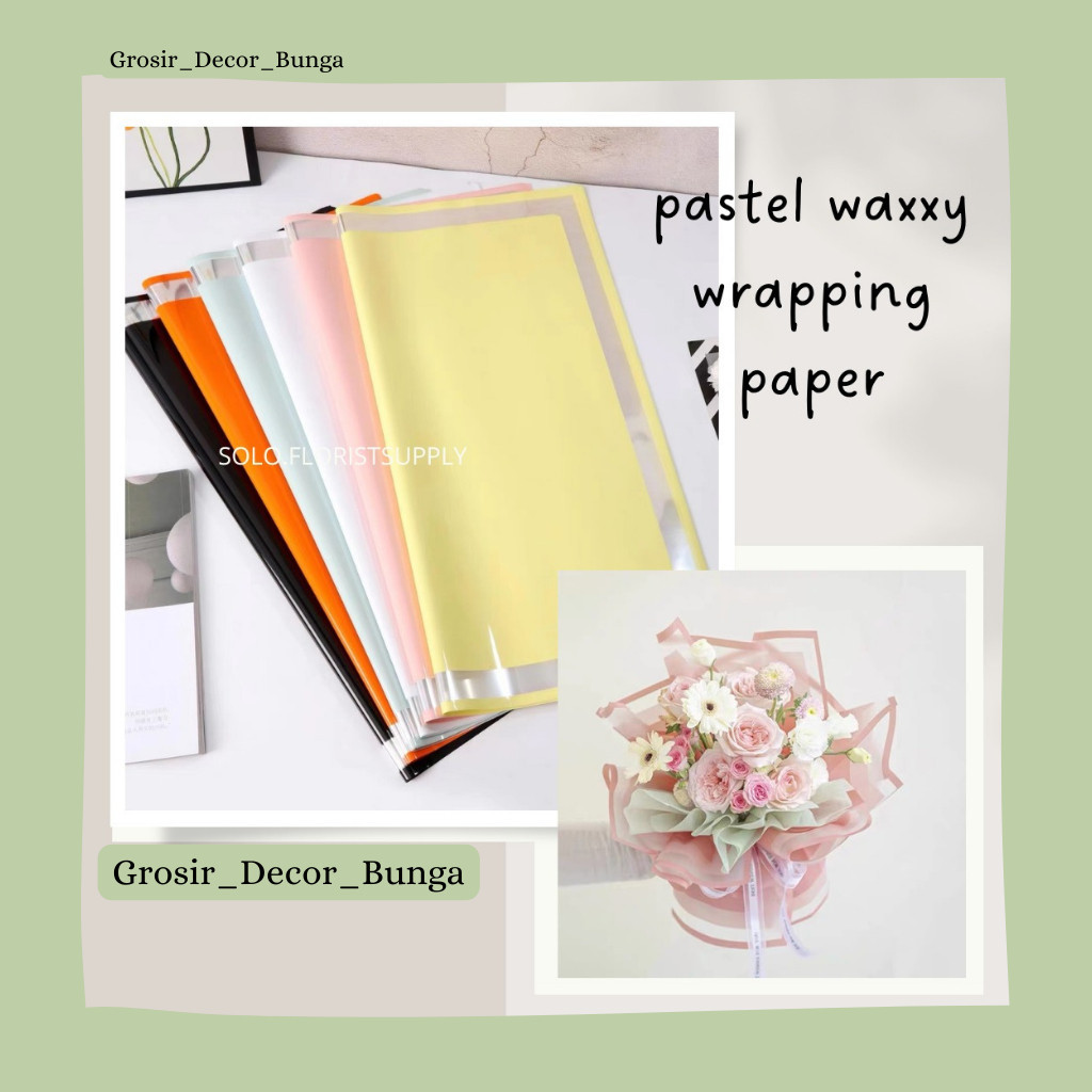 Jual [SW] PASTEL WAXXY OPP WRAPPING PAPER TRANSPARENT FRAME GOLD LINE ...
