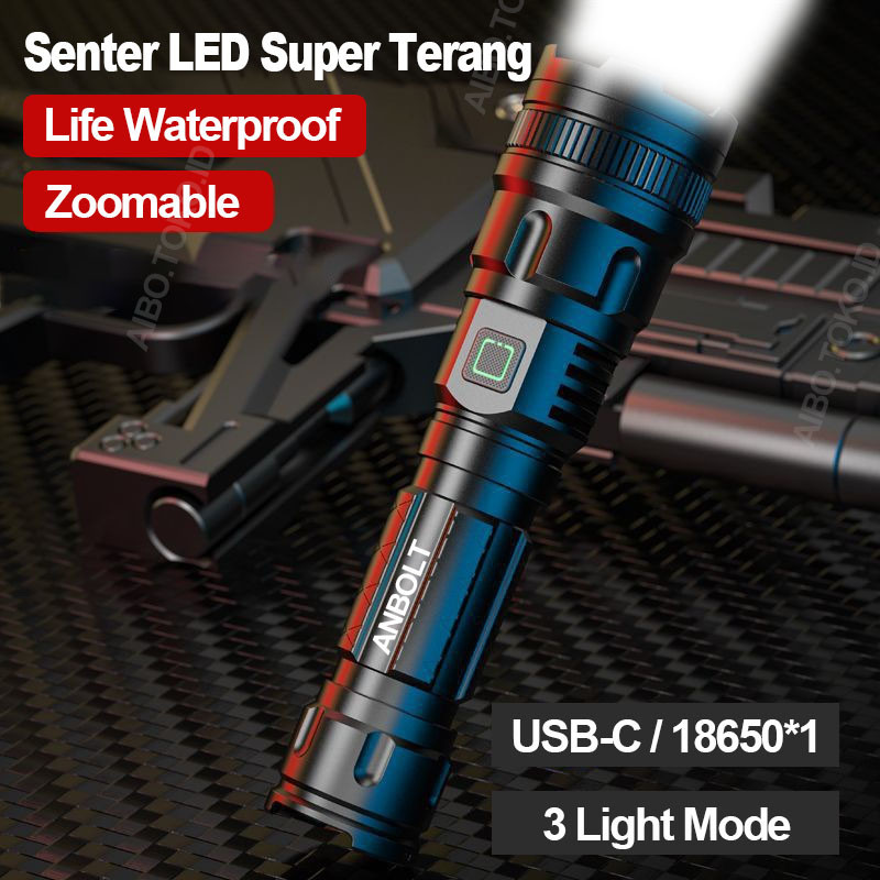 Jual Anbolt Senter Swat COB Zoomable Senter LED Super Terang 100000 Lumens Ori Anti Air Senter ...