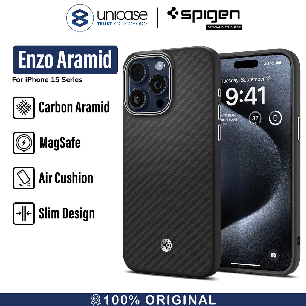 Jual Case iPhone 15 Pro Max Plus Spigen Enzo Aramid Magsafe Carbon ...