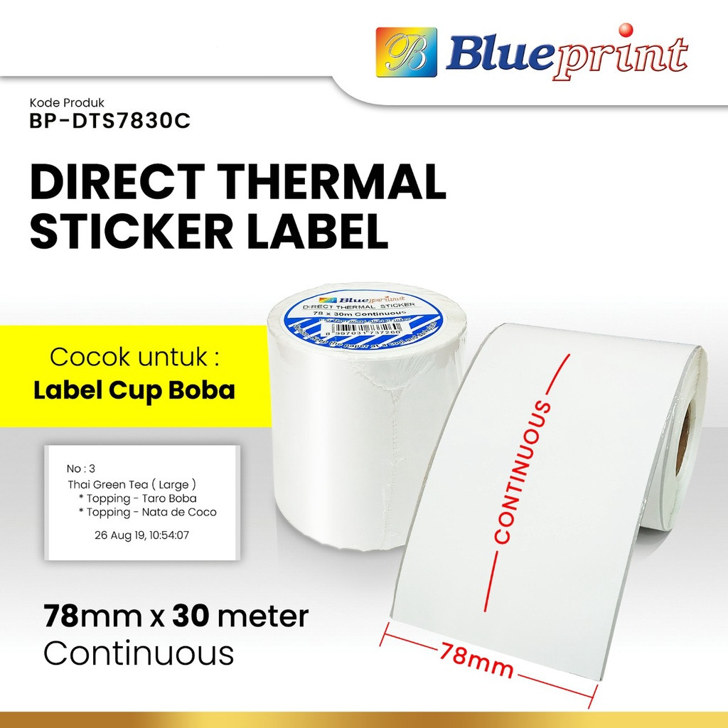 Jual BLUEPRINT LABEL STIKER 78X30 METER DIRECT THERMAL STICKER ...