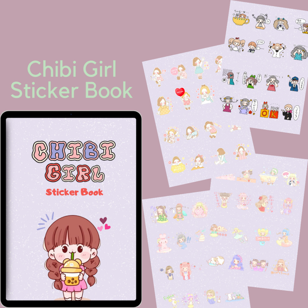 Jual Sticker Book cute girl for Goodnotes only --- Chibi Girl Sticker ...