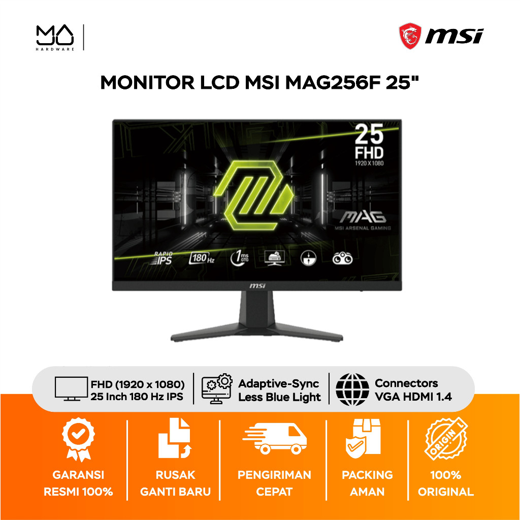 Jual MSI LED MONITOR Gaming MAG 256F 25" IPS 180Hz 25 Inch 1ms ...