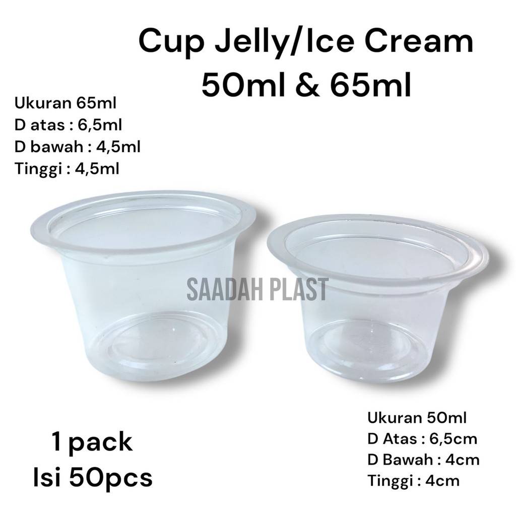 Jual (ISI 50) Gelas plastik 50ml 65ml cup jelly bening kecil agar puding | Shopee Indonesia