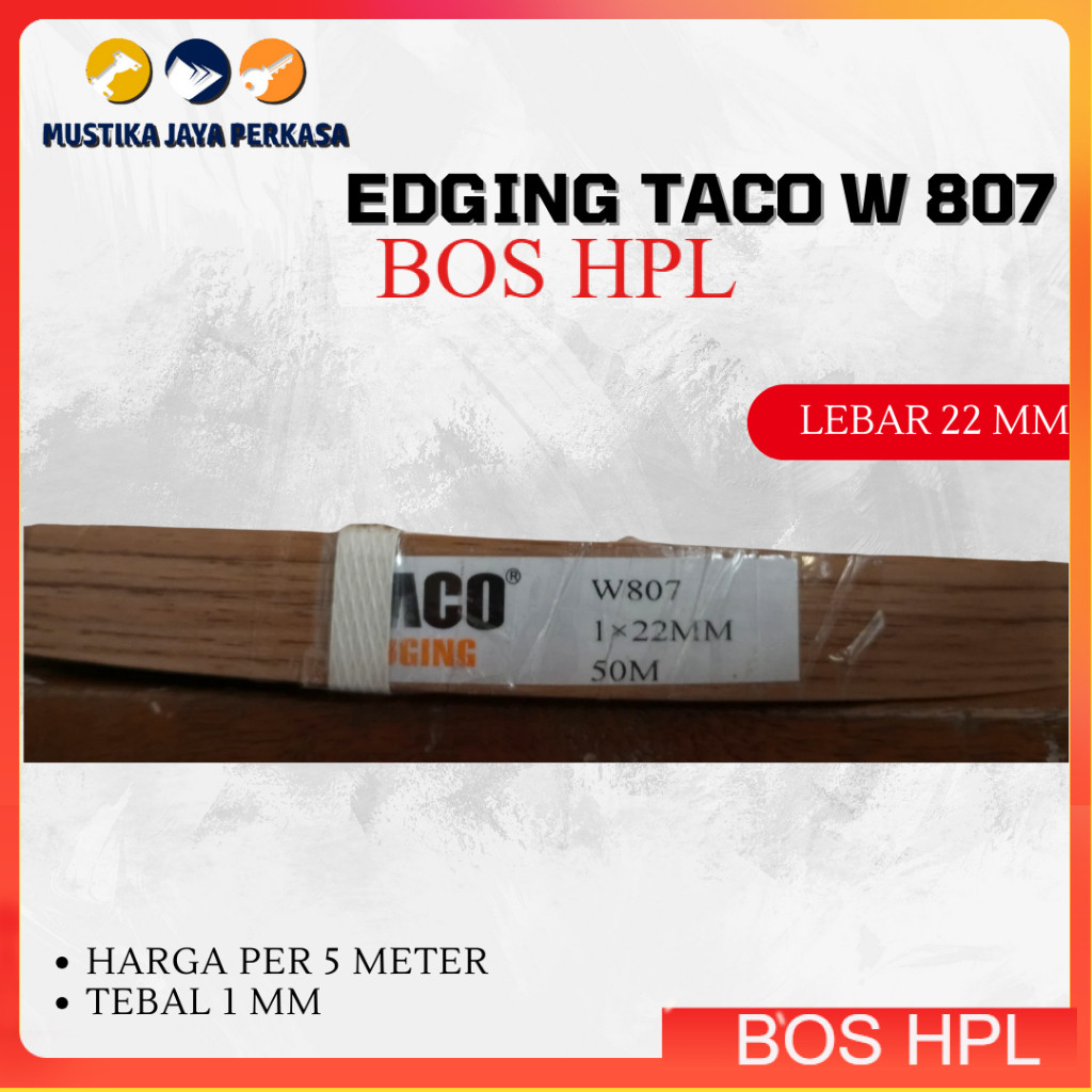 Jual Per 5 Meter Edging Taco W 807 1 x 22 Mm Woodgrain HPL TH 807 2 cm | Shopee Indonesia