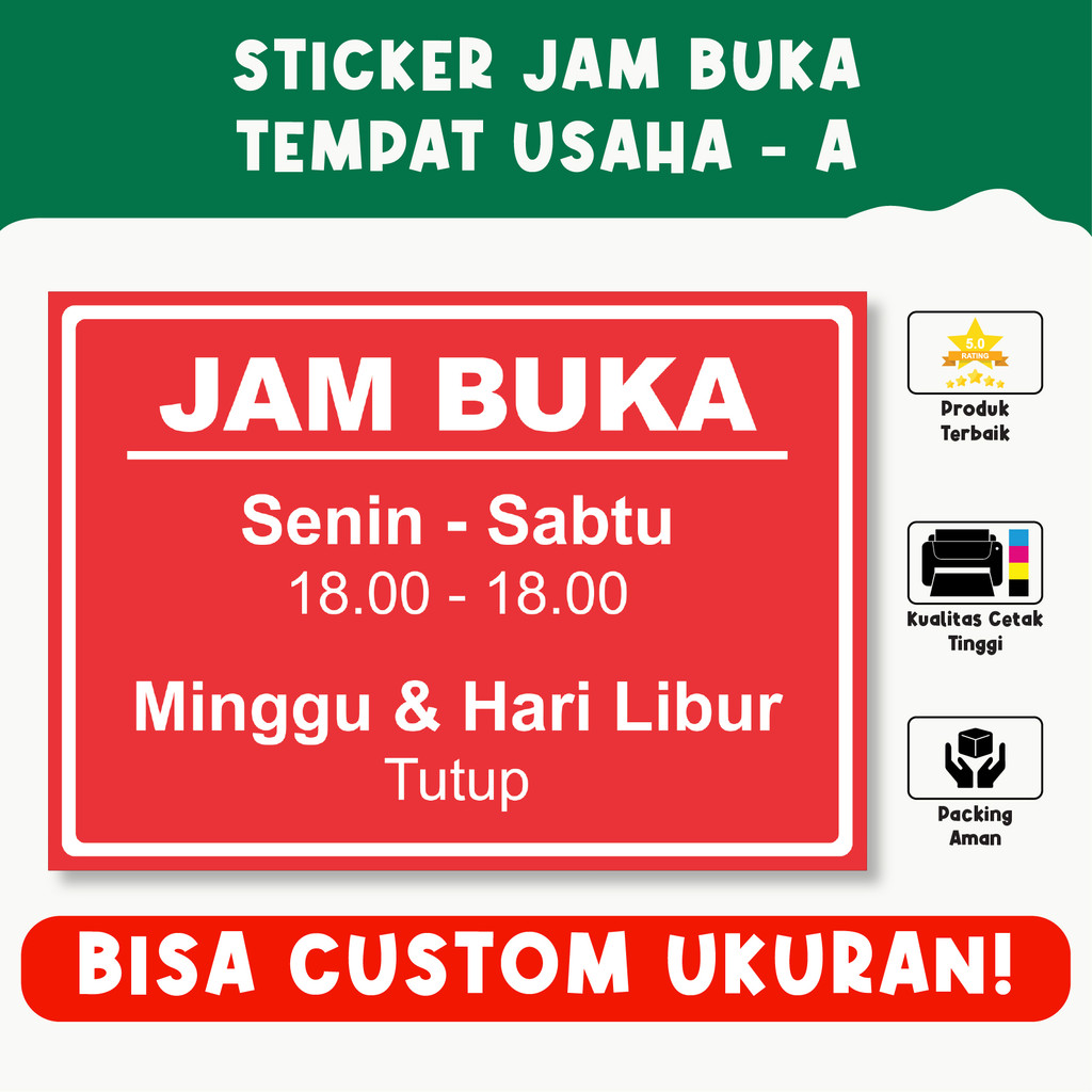 Jual Sticker Jam Buka Tempat Usaha – Informasi Jelas, Bahan Vinyl ...