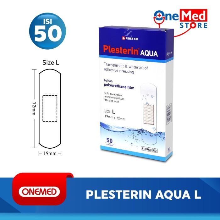 Jual Plesterin Transparan Aqua L Steril Box Isi 50 Pcs ONEMED - Kedap ...