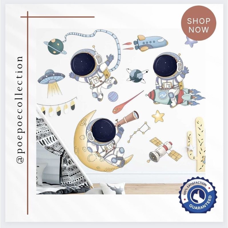 Jual Wall Sticker Dinding Kamar Anak Astronot UFO Antariksa Space ...
