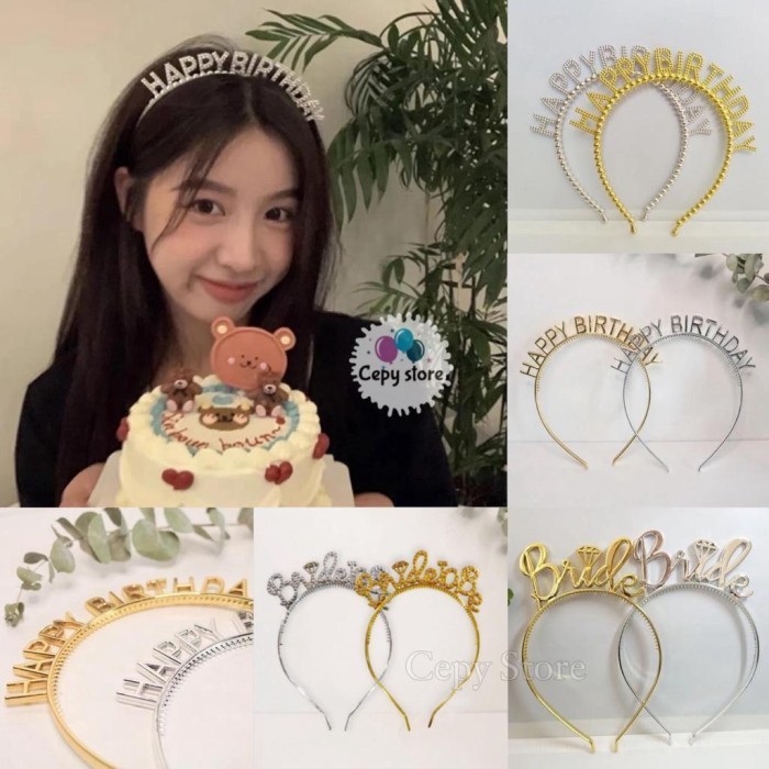 Jual Bando Mahkota Happy Birthday/ Bando Bride To Be / Head Band Crown ...