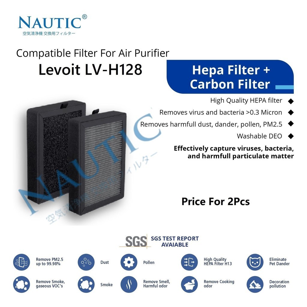 Jual HEPA untuk Levoit Replacment Filter LV-H128 HEPA H13 Dual Filter ...