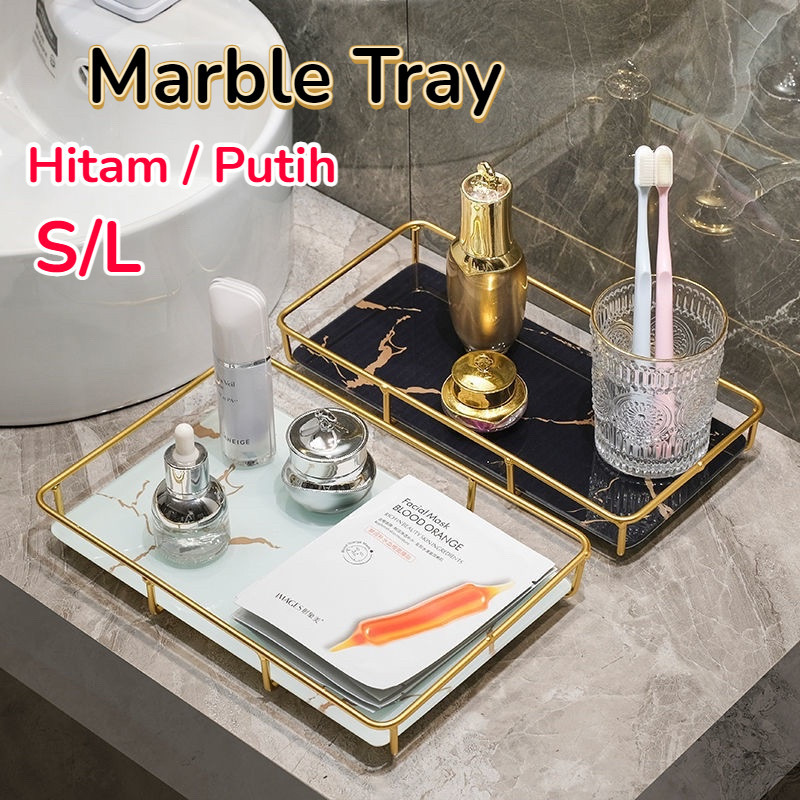 Jual 【Ready】Marble Tray Bernda Hitam Putih / Pajangan Dekorasi Nampan ...