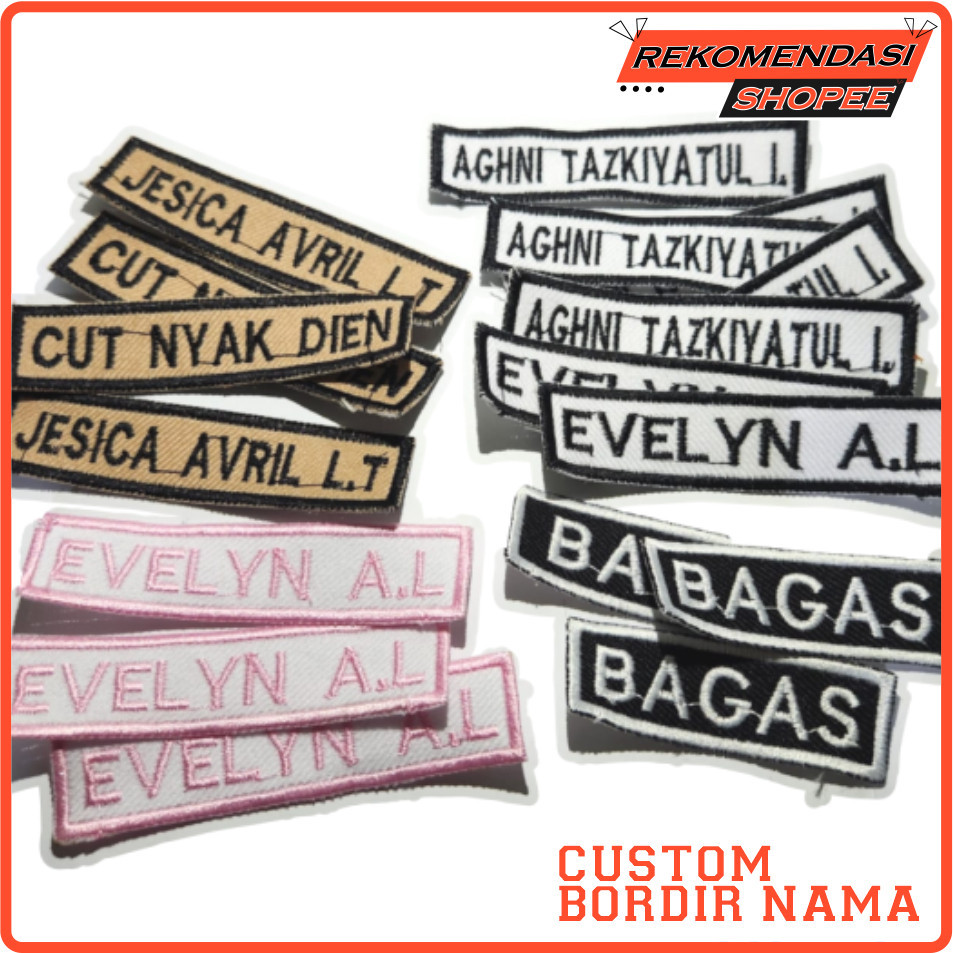 Jual COD Bordir Nama // Bordir Nama Custom // Nama Dada Bordir // Name ...