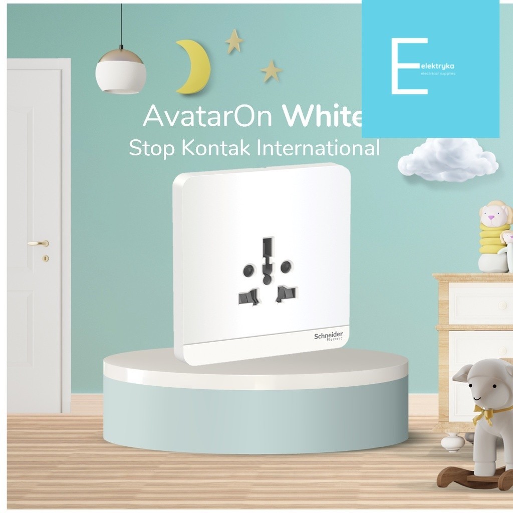 Jual Schneider Electric AvatarOn Putih Stop Kontak International 1 Gang ...