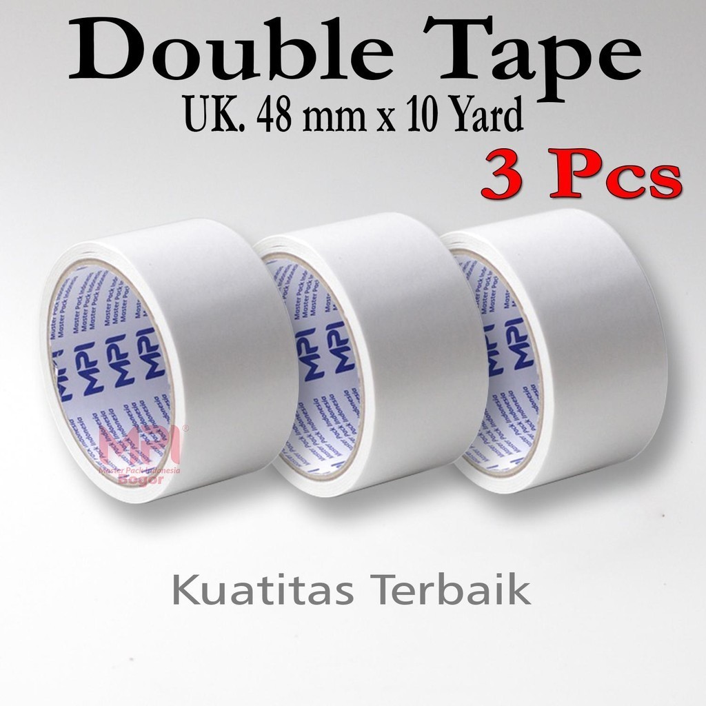 Jual 3 PCS - Double Tape Kertas 48 mm x 10 yard / Double Tape 2 Inch ...