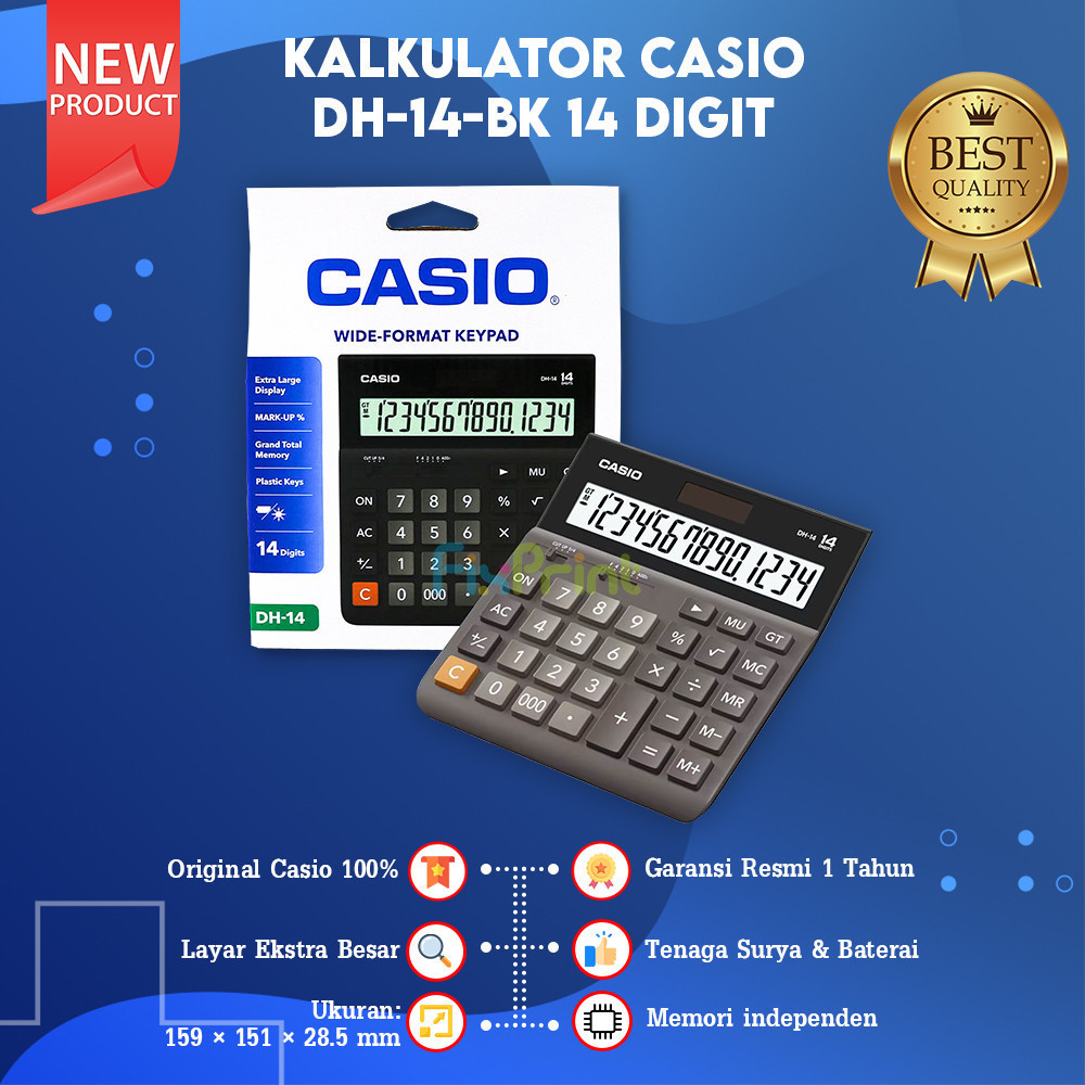 Jual Kalkulator Casio DH-14 BK 14 Digit, Calculator Desktop New Original | Shopee Indonesia