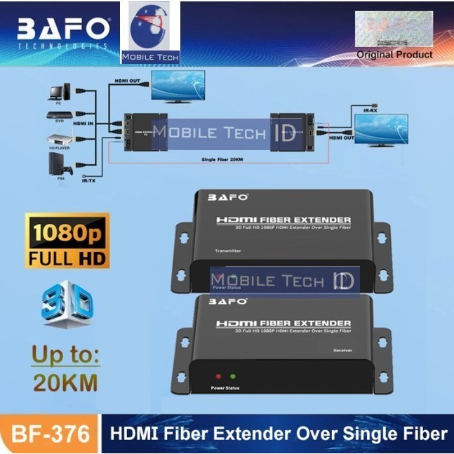 Jual BAFO HDMI Extender FO Fiber Optic Up to 20km BAFO BF-376 20.000 ...