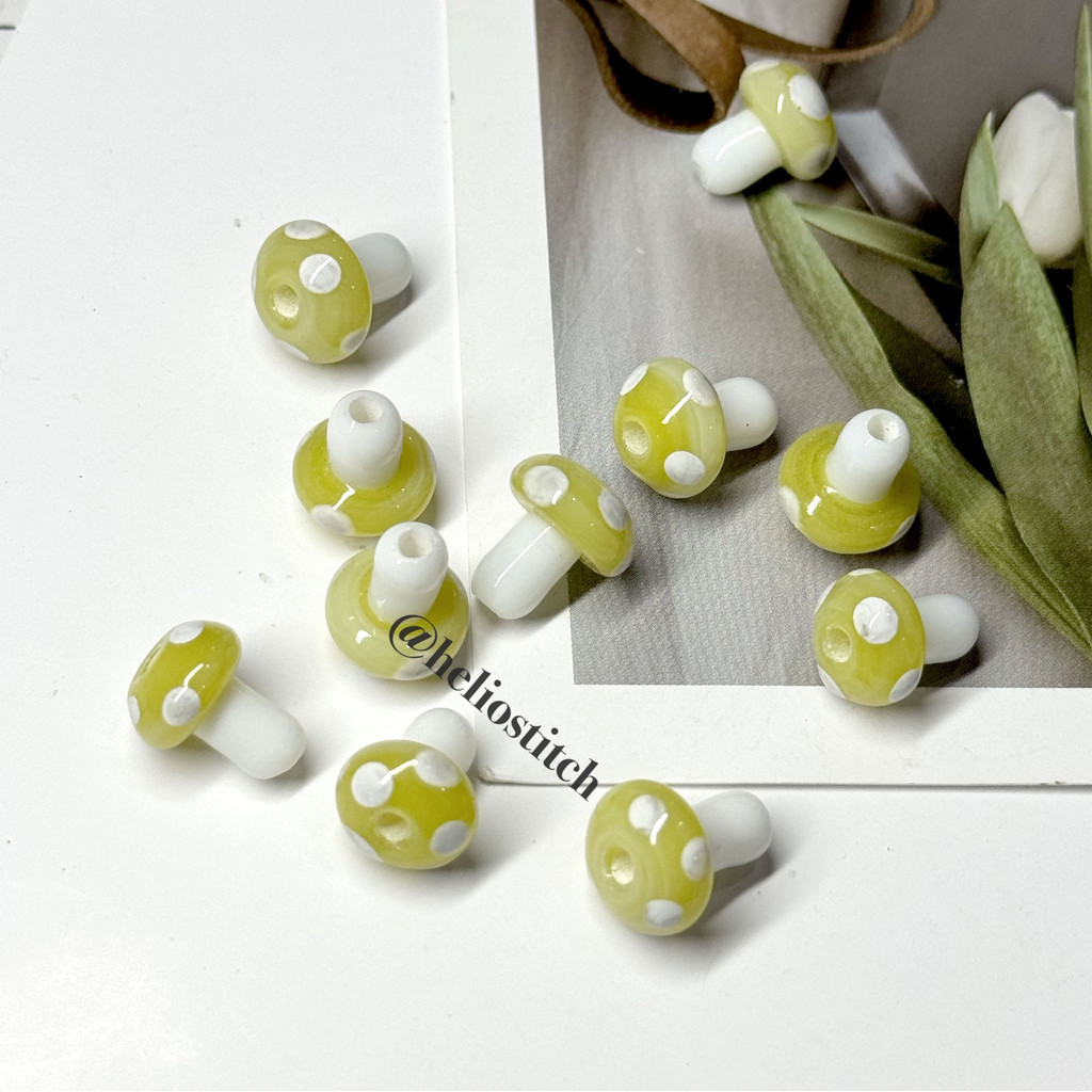 Jual 1 pcs Manik-manik Mote Kaca Genuine Glass Beads - Jamur Bulat ...