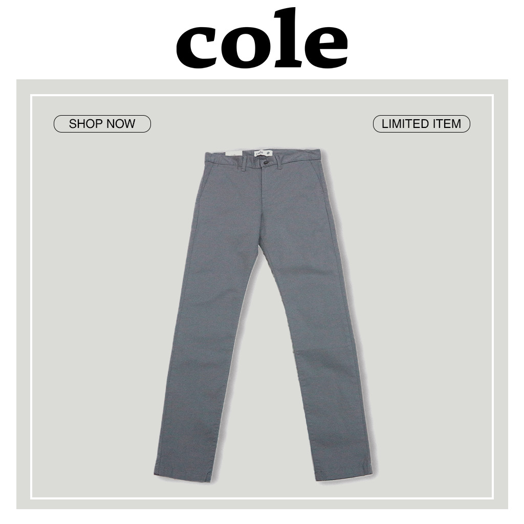 Jual COLE Celana Katun Chino Pria Abu Slim Fit Formal Original | Shopee Indonesia