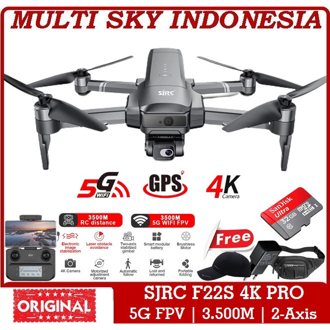 Jual SJRC F22S Pro GPS Drone 2-Axis Gimbal 4K 3.5KM 35 Min RC ...
