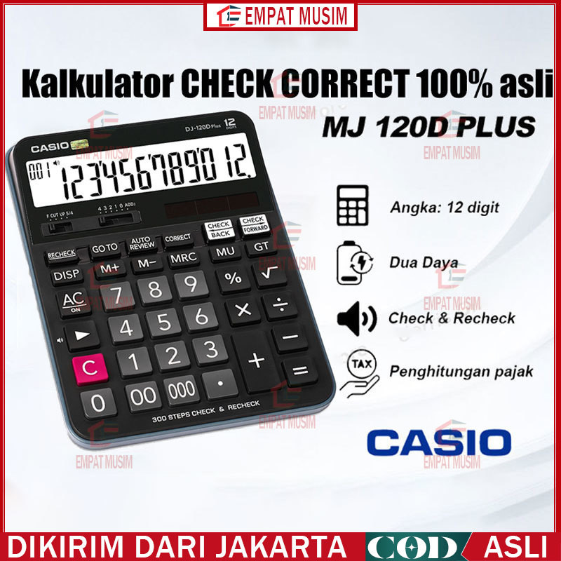 Jual CASIO Desktop Calculator /Kalkulator kerja Casio ilmiah MJ-120D PLUS/DJ-120D PLUS ...