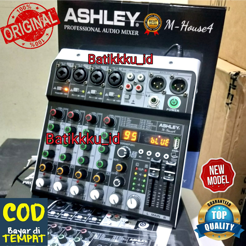 Jual MIXER ASHLEY M HOUSE4 M HOUSE 4 MHOUSE 4 MHOUSE4 4CH ORIGINAL 4CH BLUETOOTH-USB-RECORDING ...