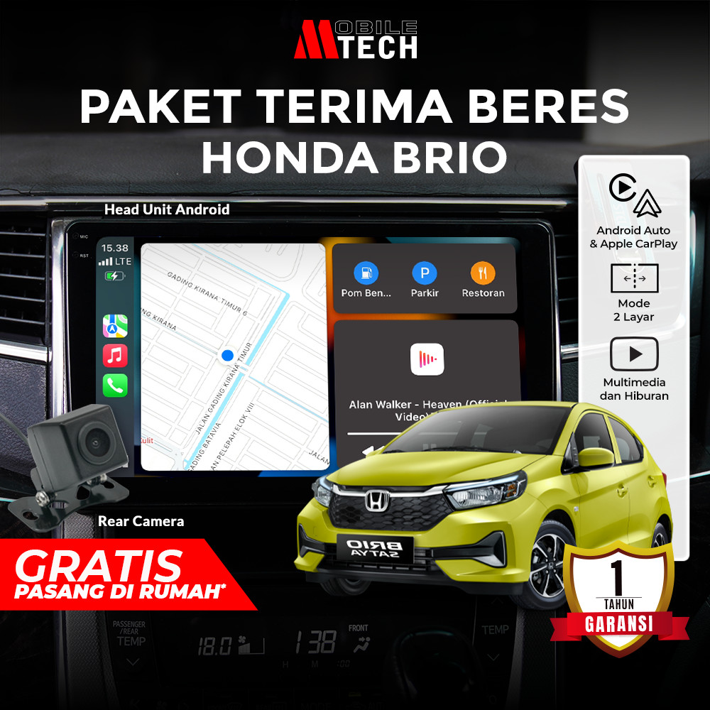 Jual MobileTech Head Unit Mobil Android Honda Brio Double Din 9/10 inch ...