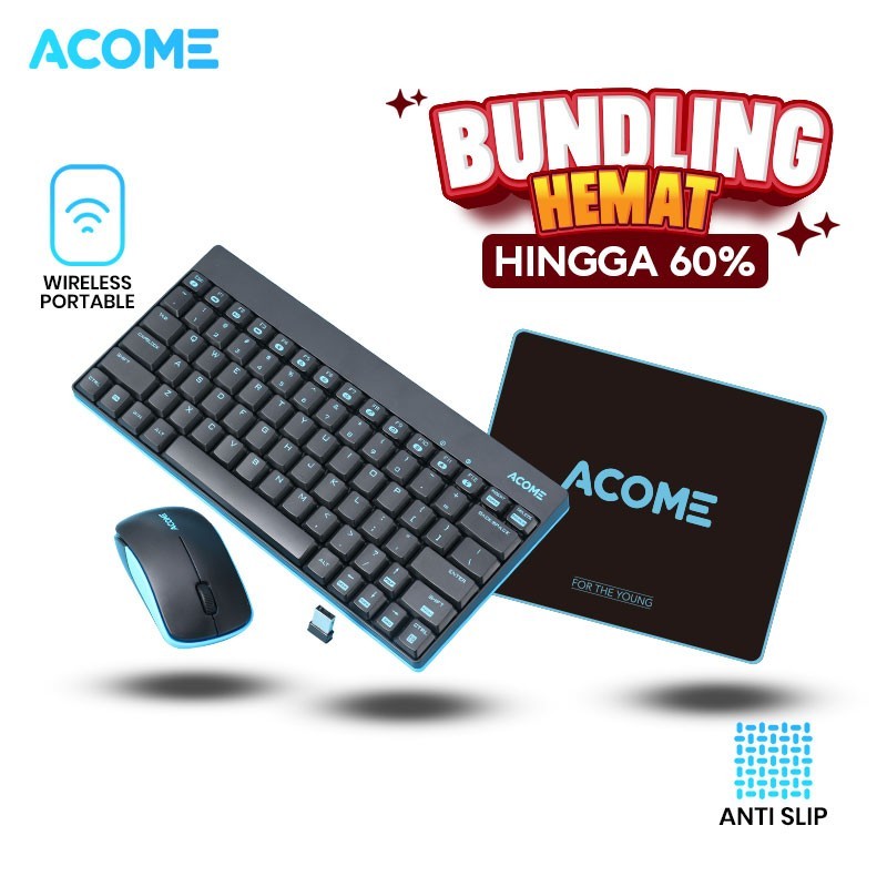 Jual ACOME AKM2000 Wireless Keyboard & Mouse Combo Black | Shopee Indonesia