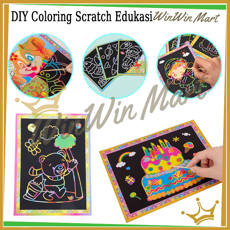 Jual Mainan Gosok Mewarnai/ DIY Coloring Scratch Edukasi/ DIY Mewarnai ...