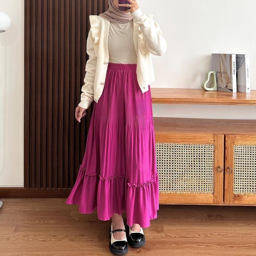 Jual Rok Rufle Plisket Ruffle Hyget Nirma Wanita Korean Style Bawahan ...