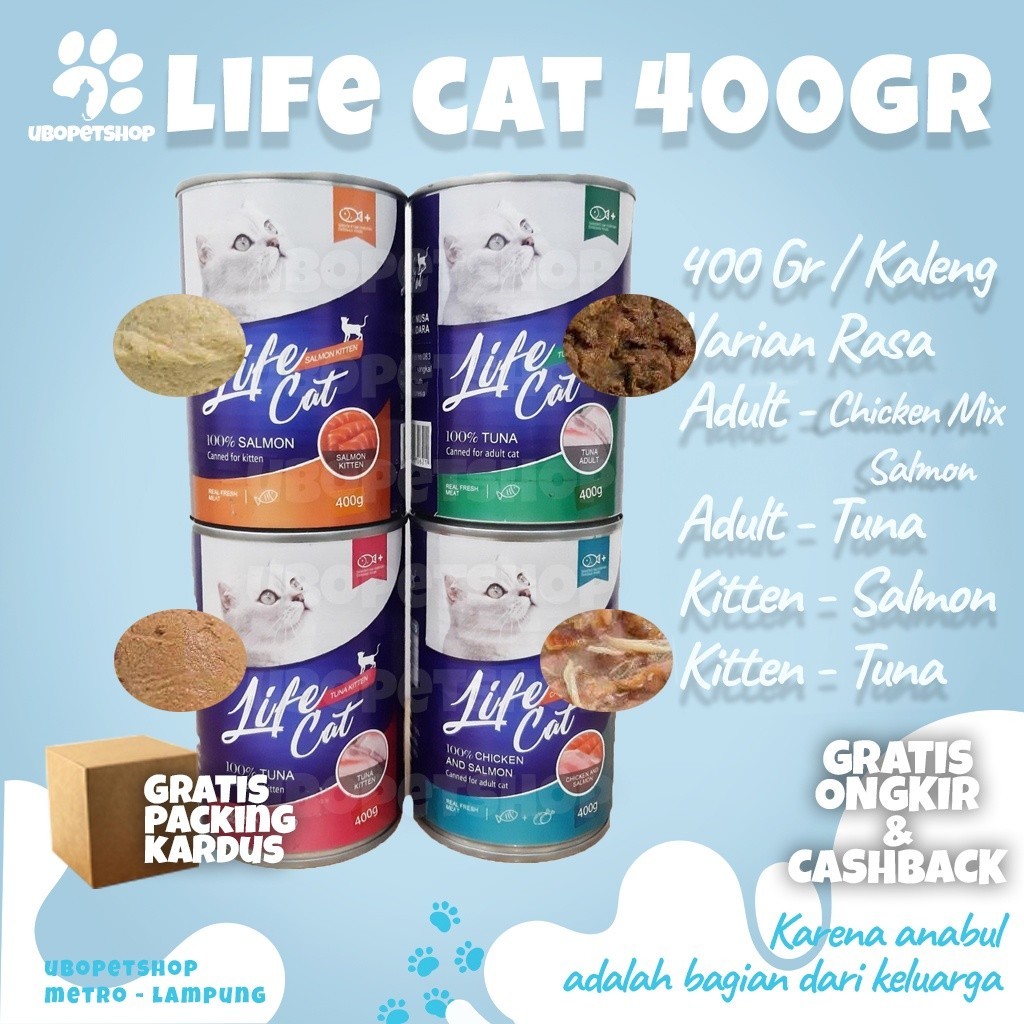 Jual LIfe Cat 400 Gr Kaleng Makanan Basah Kucing Adult Kitten Dewasa ...