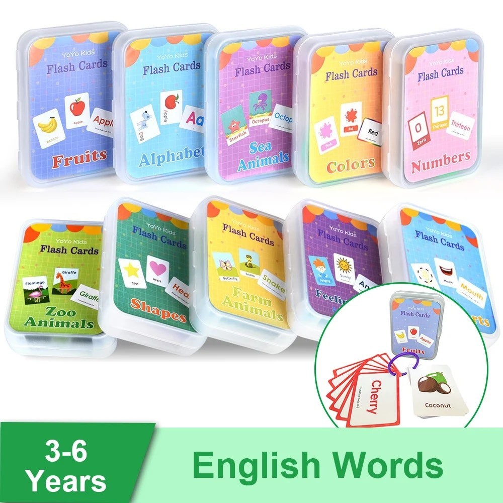 Jual English Words Learning Flashcards for Kids 3-6 Years Reading ...