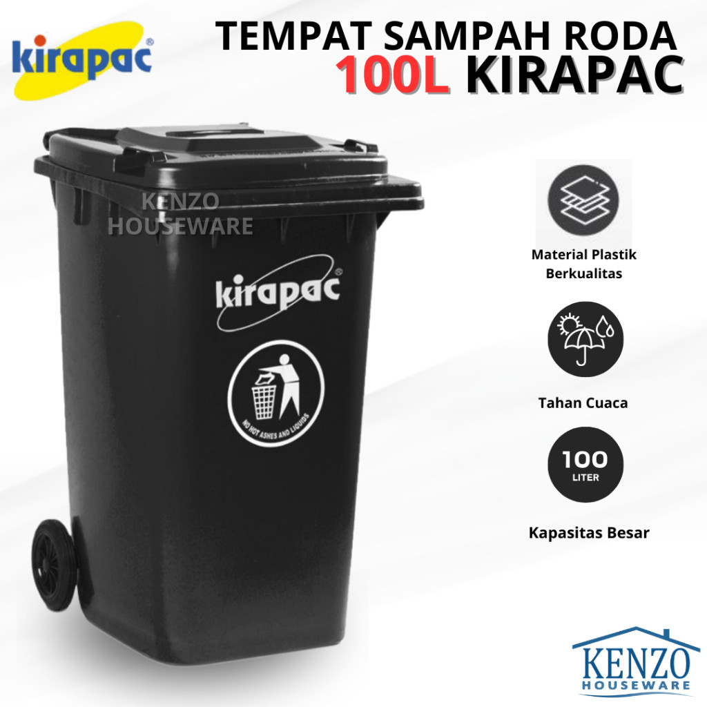Jual Tempat Sampah 100 Liter Dengan Roda KIRAPAC Tong Sampah Besar ...
