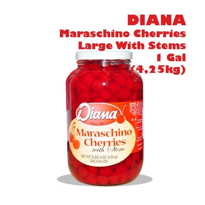 Jual DIANA Maraschino Cherries Large With Stems 1 Gal / Cherry Tangkai ...