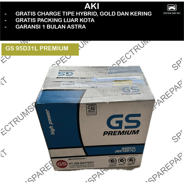 Jual AKI MOBIL GS 95D31L PREMIUM (NX1207L) ORIGINAL ASTRA 12V 80AH | Shopee Indonesia
