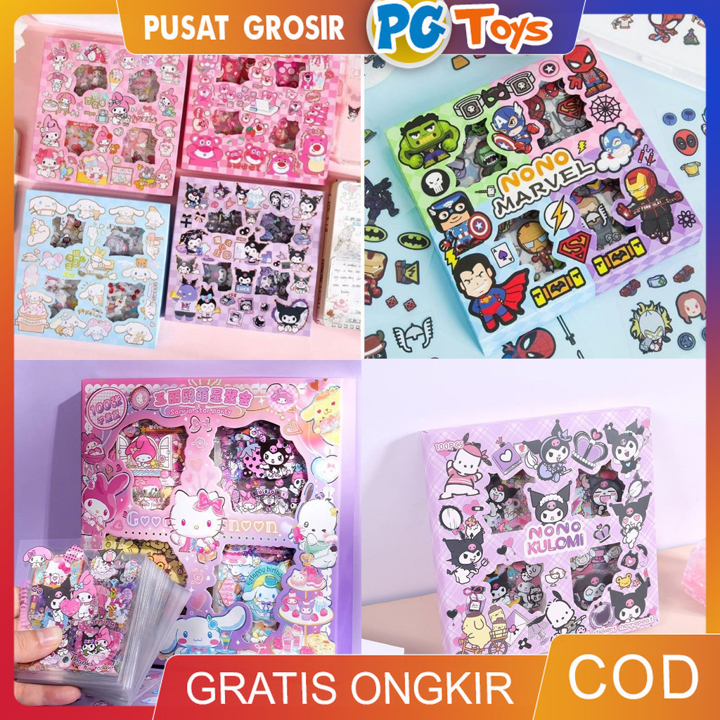 Jual PGTOYS - Sticker Karakter Motif Lucu Isi 100 Lembar Anti Air ...