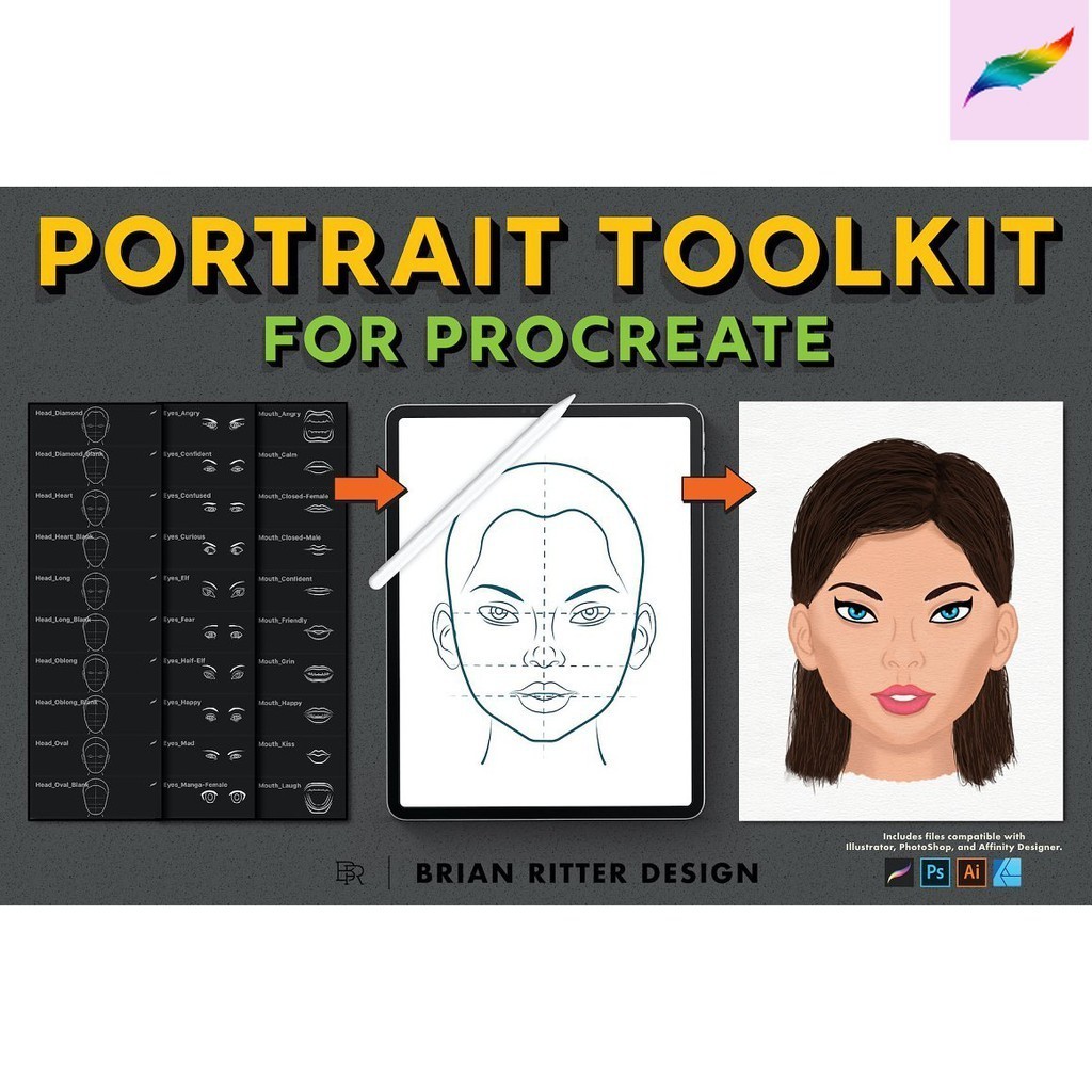 Jual Brush Procreate - Portrait Tool Kit Brush Stamps for Procreate ...