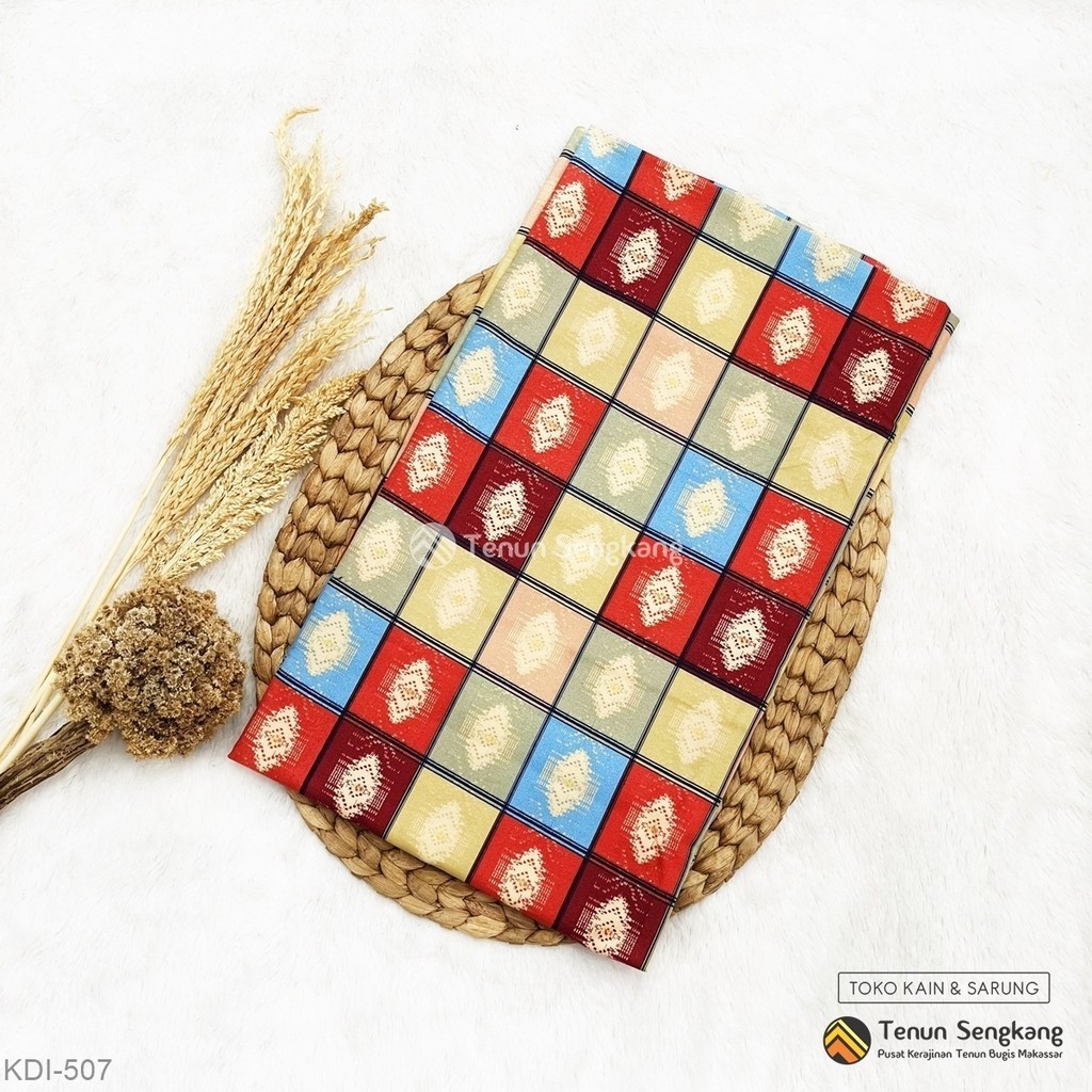 Jual Sarung Bugis Kotak Kadei Bercorak Songket Sutra Makassar Jingga ...