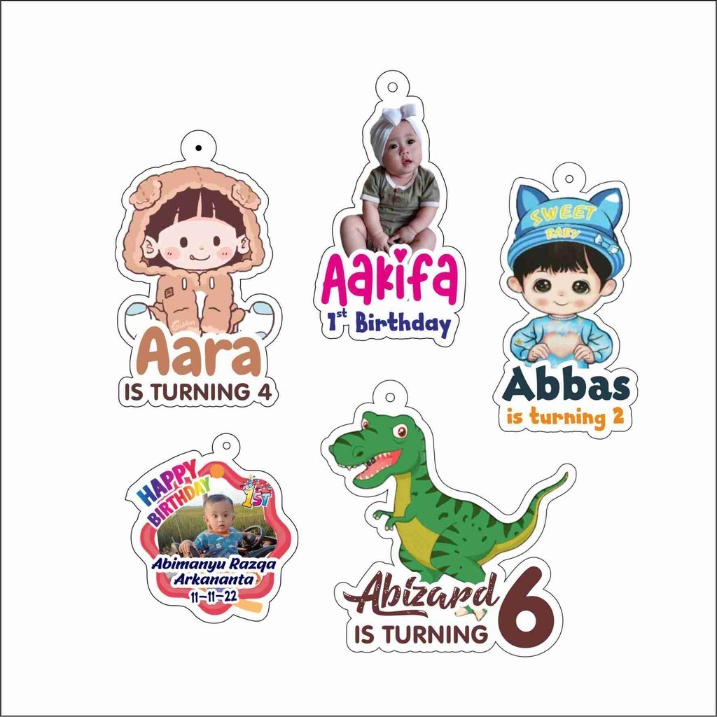 Jual (20pcs) diecut Hang tag & stiker ulang tahun tema label tag ulang ...