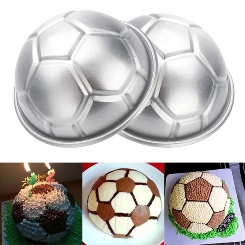Jual 3 Size 3D Football Soccer Ball Aluminium Cake Mold Pan Decorating ...
