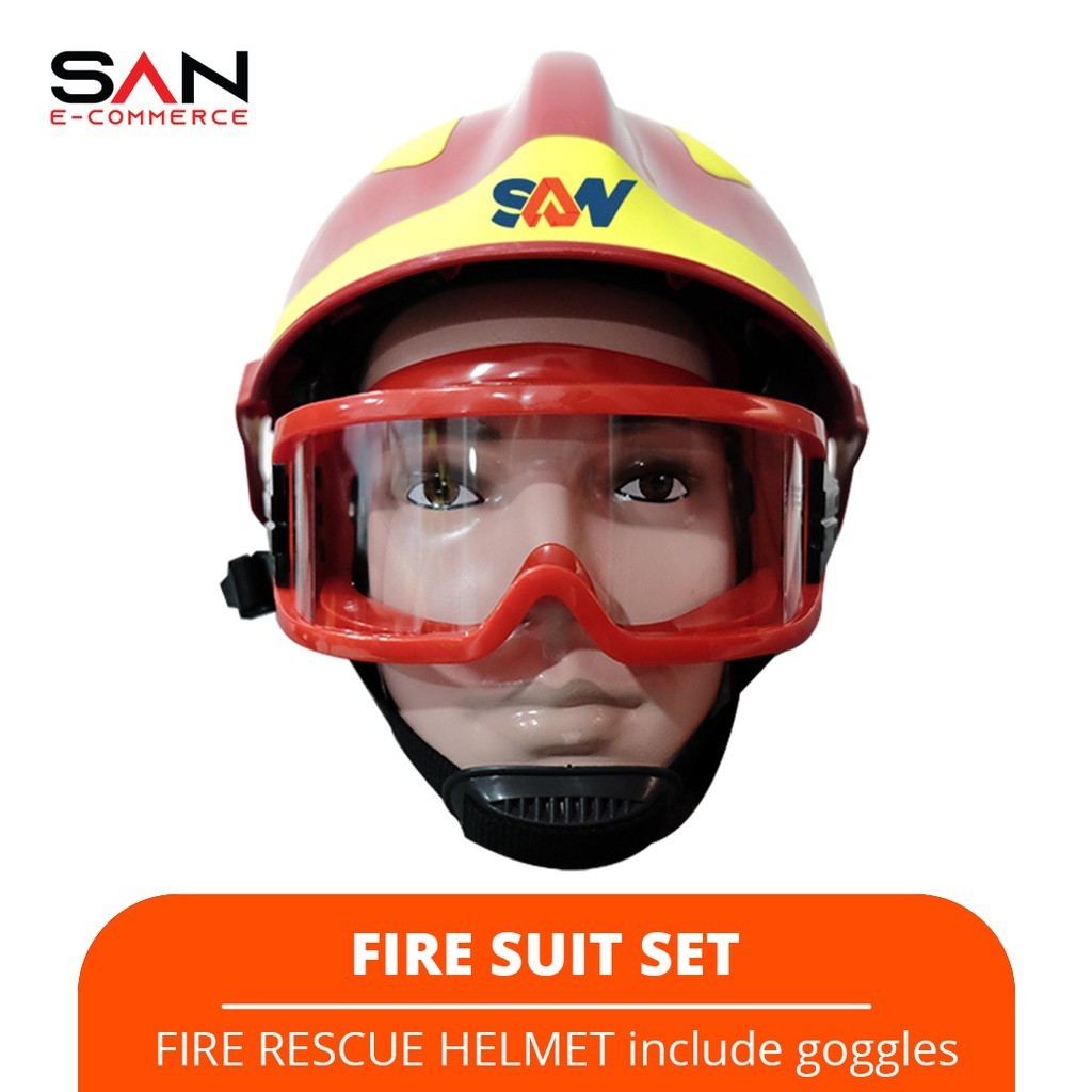Jual Suit Set Fire Rescue Helmet Pemadam Kebakaran SANFire | Shopee ...