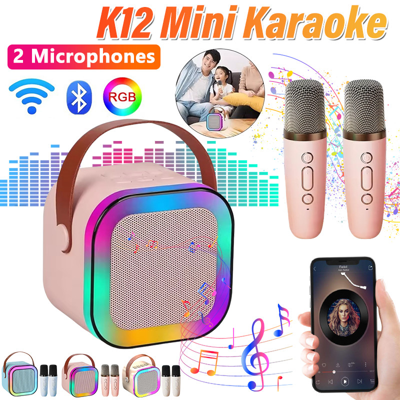 Jual 2 Mic 1 Speaker Set Bluetooth Karaoke MP3 Player Lespeker Mik Mini ...