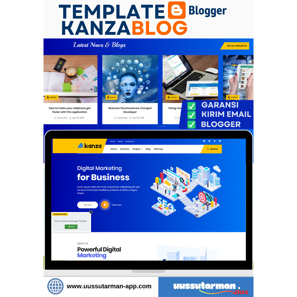 Jual Template Premium Kanza Responsive Goomsite Blogger | Shopee Indonesia