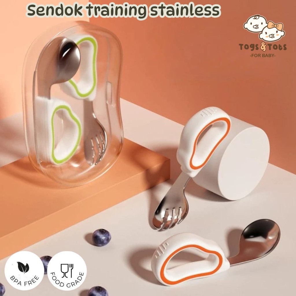 Jual ( OTH991 ) Sendok Garpu Anak Stainless Steel SUS316 / Training ...